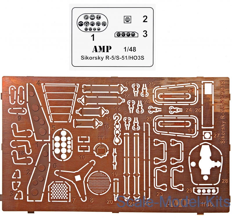 Helicopter Sikorsky R-5/S-51 USAF rescue-AMP plastic scale model kit in 1:48 scale (amp 48002 ...
