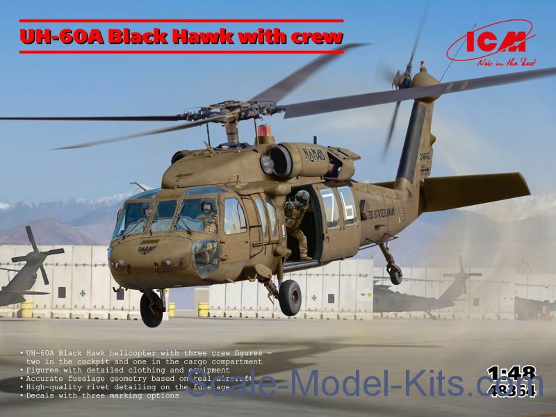 UH-60A Black Hawk with crew-ICM plastic scale model kit in 1:48 scale ...